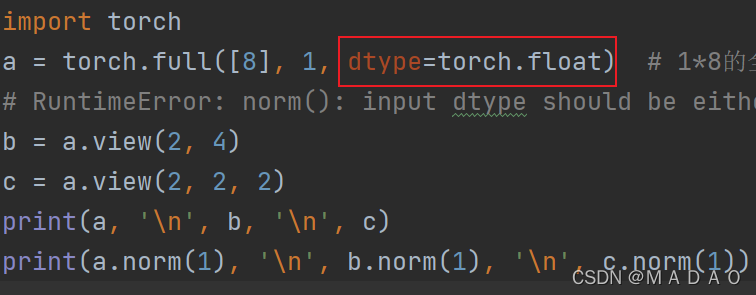 RuntimeError: norm(): input dtype should be either floating point or complex dtypes. Got Long ...