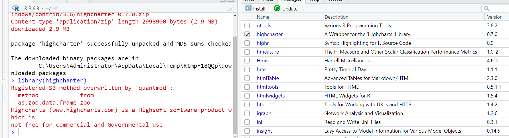 R语言解决出现Error in install.packages(highcharter) : 找不到对象‘highcharter‘的问题_r ...