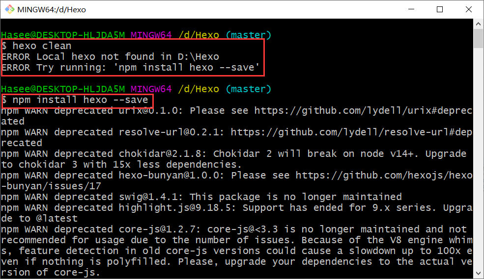 二步解决Hexo博客框架在hexo -g时产生的奇怪问题_hexo g 报错-CSDN博客