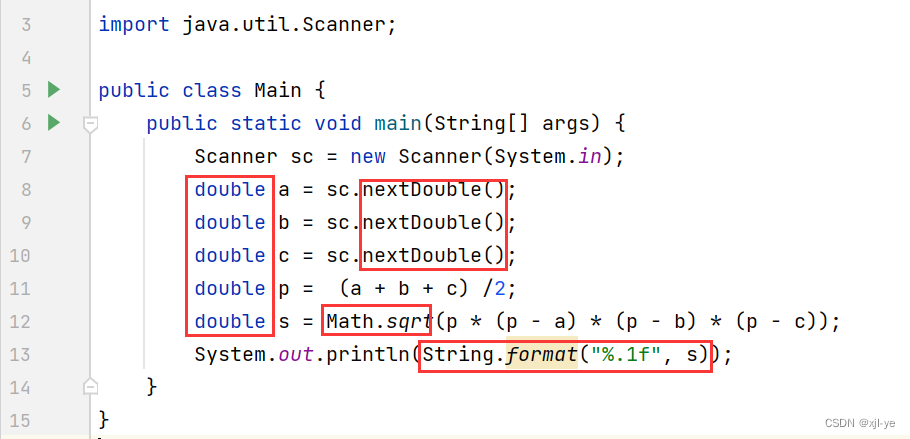 (java)p5708 【深基2 习2】三角形面积 Java输入三角形的三边a B C利用如下公式求三角形的面积 Csdn博客