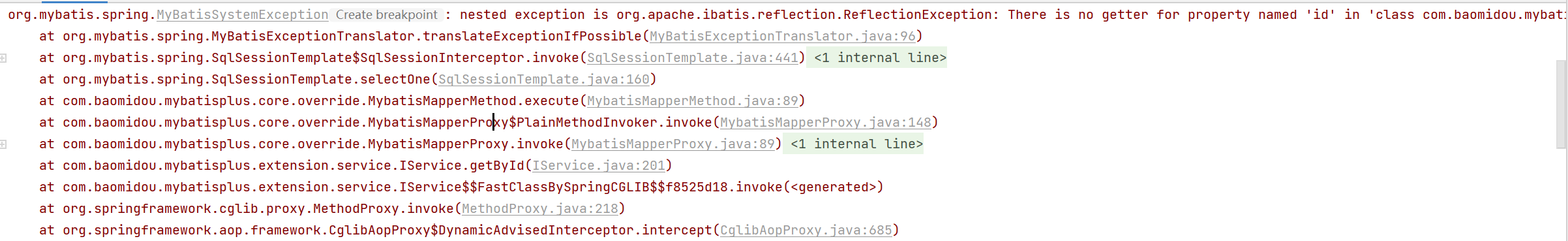 mybatis出现There is no getter for property named ‘Id‘ in ‘class com.baomidou.mybatisplus_there is ...