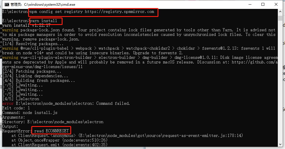 npm yarn：Request Error: connect ETIMEDOUT 20.205.243.166:443和read ECONNRESET错误解决办法-CSDN博客