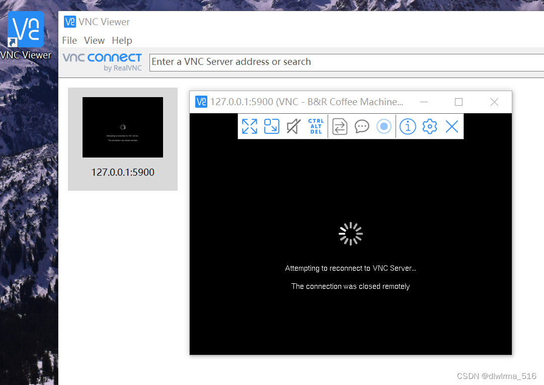 Automation Studio 4.5.5 打开示例工程CoffeeMachine/解决VNC Viewer Attempting to reconnect to VNC Server ...