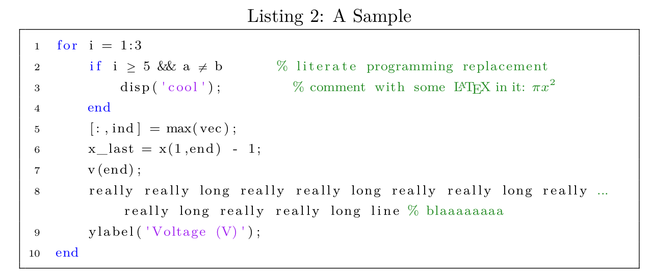 LaTeX中插入MATLAB风格的代码块_latex插入matlab代码区域变色-CSDN博客