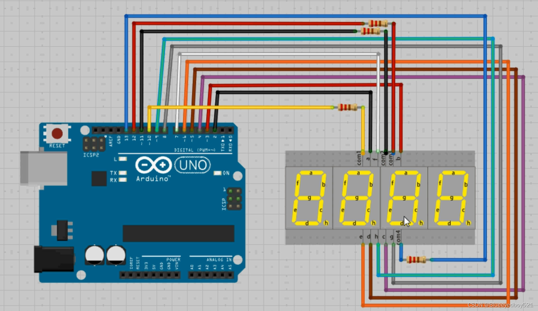 Arduinouno实战 第十一章 4位共阴数码管实验arduino四位数码管显示1234 Csdn博客