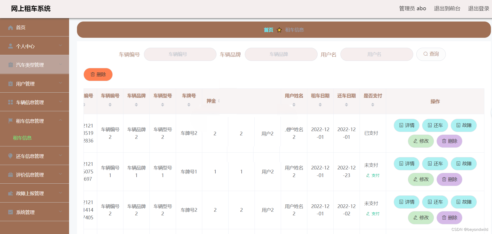 Java项目 汽车租赁管理系统 Java Ssm Elementui Vue Mysql Java租车系统 Csdn博客
