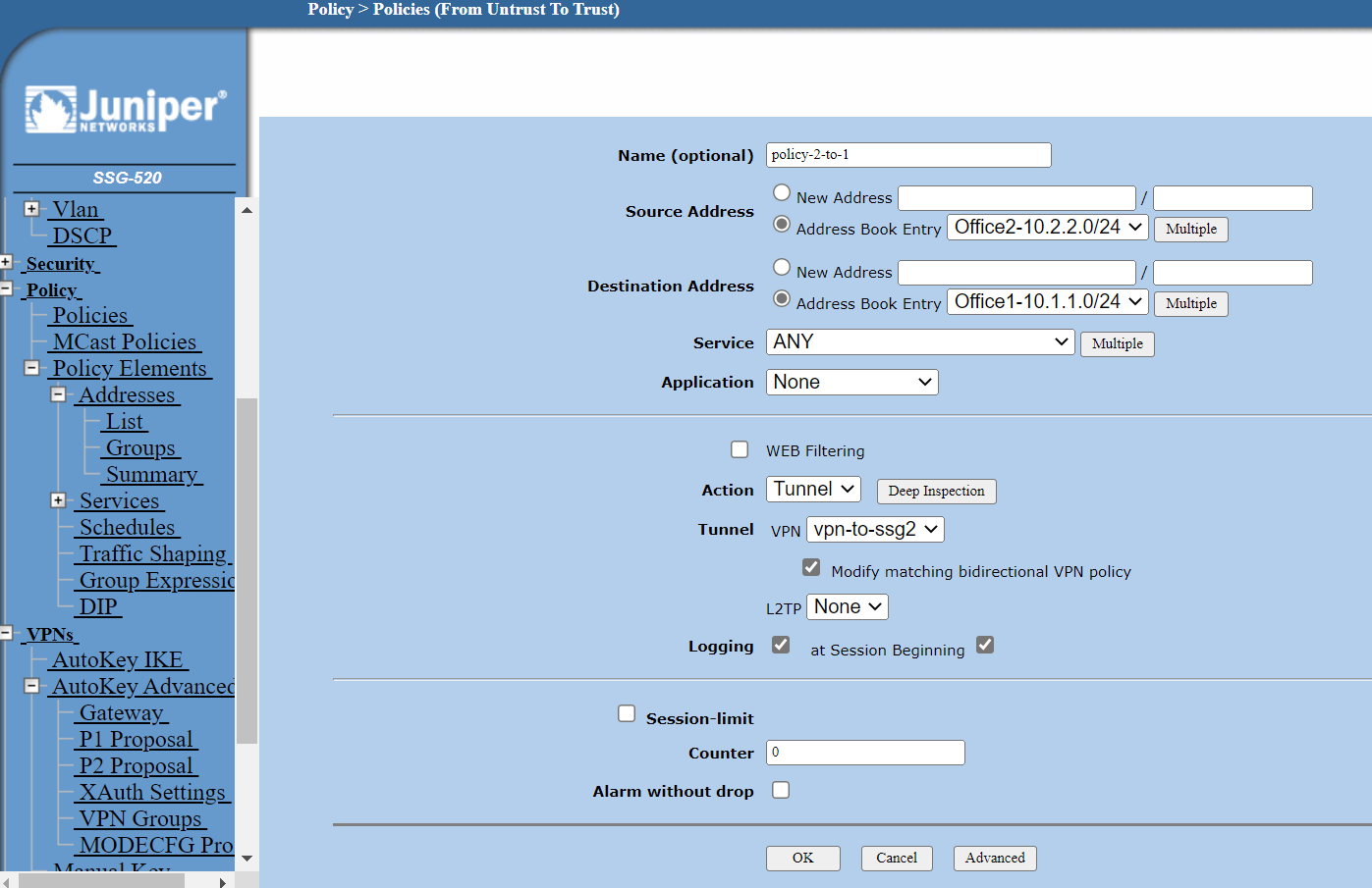 Juniper Netscreen Policy-based S2S Virtual-Private-Network Setup_weixin_47485680的博客-CSDN博客