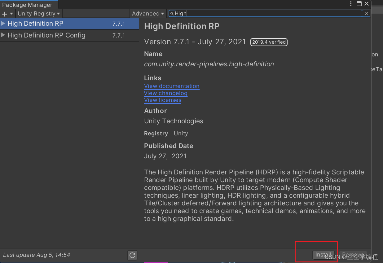 将通用渲染管线URP升级为高清渲染管线HDRP_将urp转成hdrp-CSDN博客