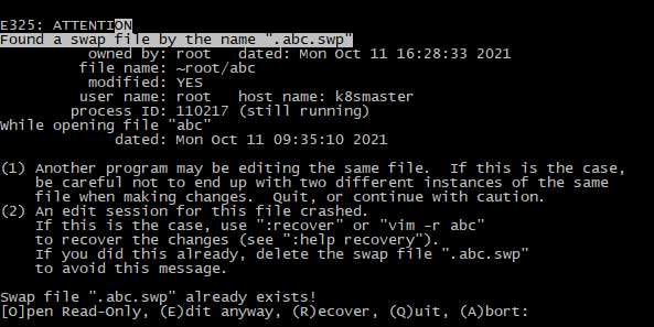 提示： Found a swap file by the name “.abc.swp“-CSDN博客