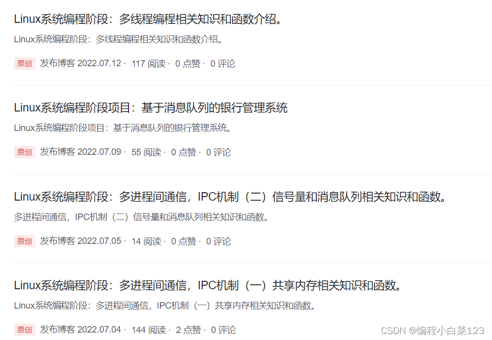 Linux系统编程阶段知识点总结（二）linux系统编程阶段项目 Csdn博客 