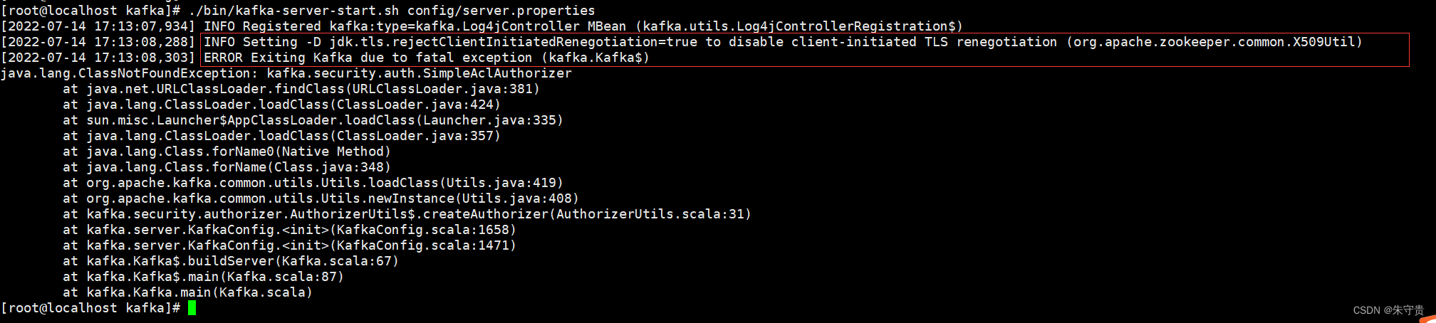zookeeper和kafka安全机制：java.lang.ClassNotFoundException: kafka.security.auth.SimpleAclAuthorizer-CSDN博客