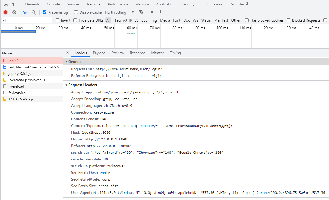 XHR failed loading: POST “http://localhost:8080/user/login2“. DevTools failed to load source map ...