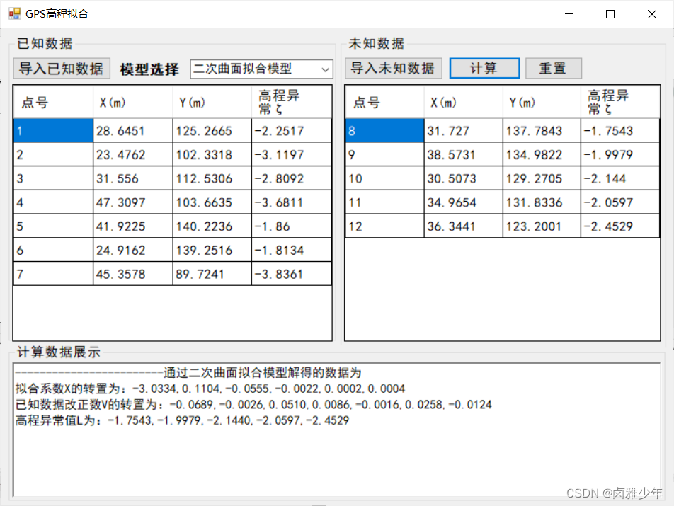 利用c编写一个gps高程拟合(二次曲面拟合模型)程序二次曲面高程拟合程序 Csdn博客