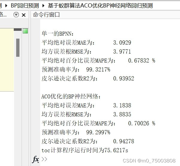 Aco蚁群算法优化bp神经网络（aco Bpnn）回归预测matlab代码（有优化前后的对比） Aco Bp算法 Csdn博客