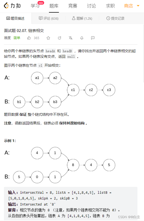 力扣刷题记录 Java 10 面试题 0207 链表相交力扣面试题0207java Csdn博客