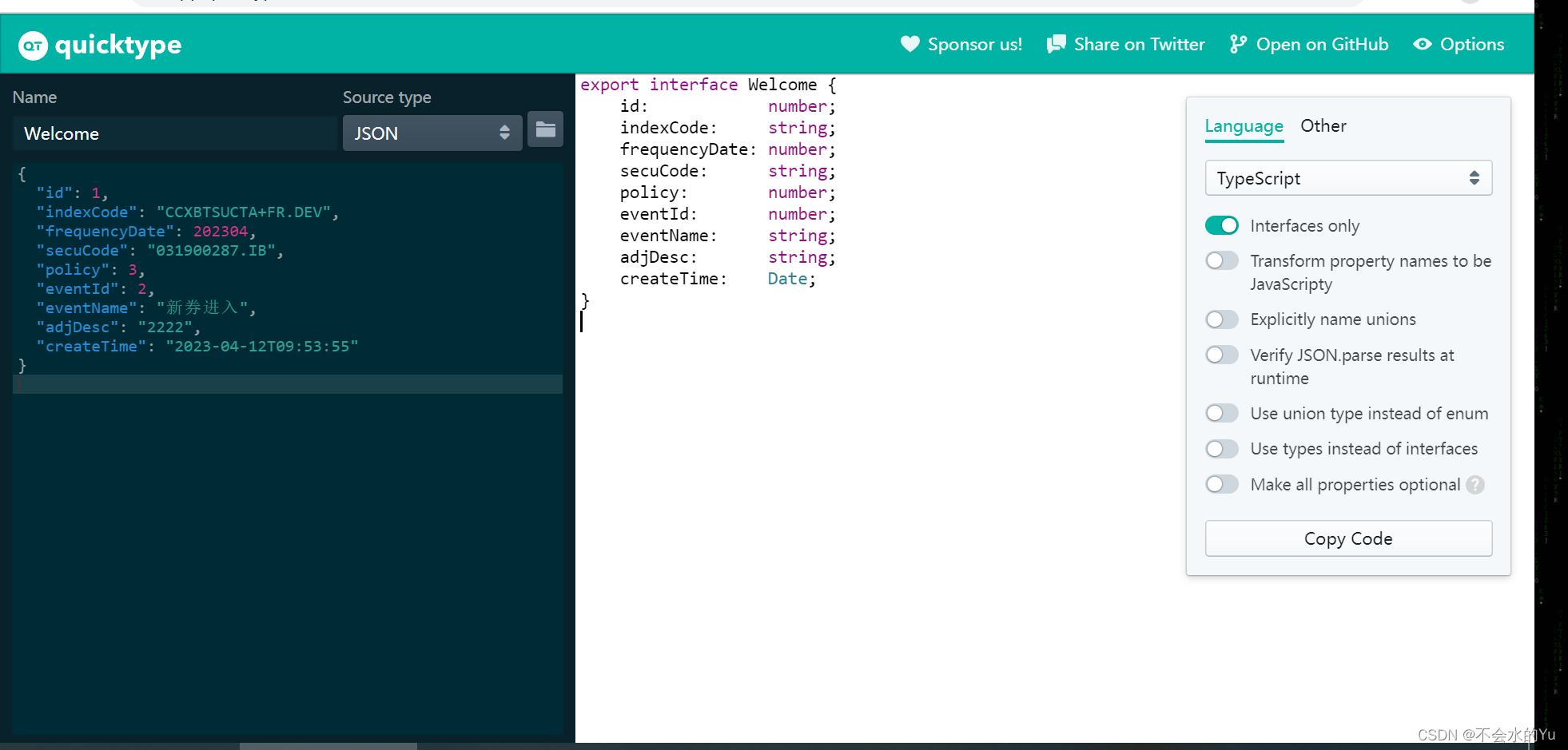 Typescript类型生成器ts行数类型自动生成工具 Csdn博客