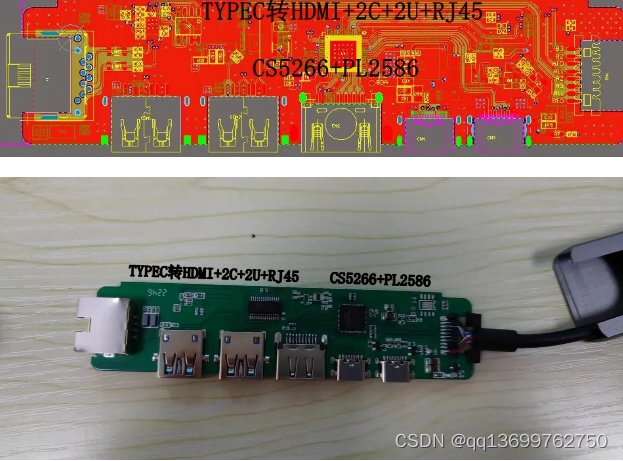 CS5266 CS8.1 TYPEC转HDMI+PD+U3+RJ45+SD多功能扩展坞方案 CS5266搭配CS8.1方案_typec八合一 ...