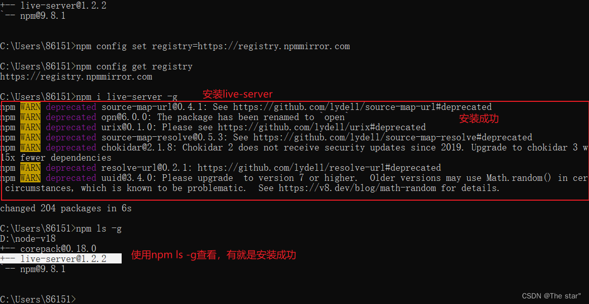 安装前端开发环境node npm以及live-server浏览服务器_npm live server-CSDN博客