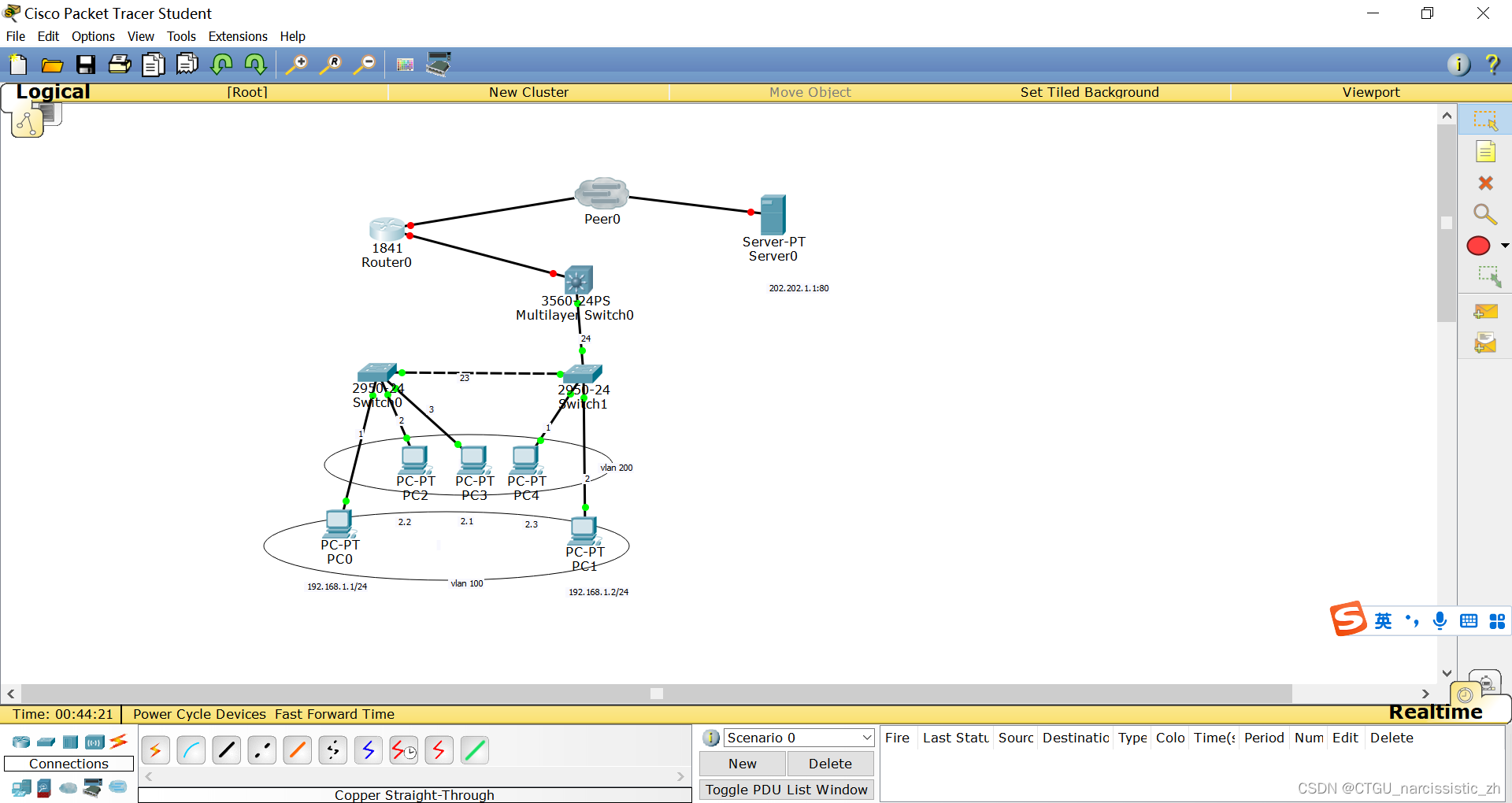 Cisco Packet Tracer Student 两个路由器级联_cisco packet tracer 两个路由器怎么通信-CSDN博客