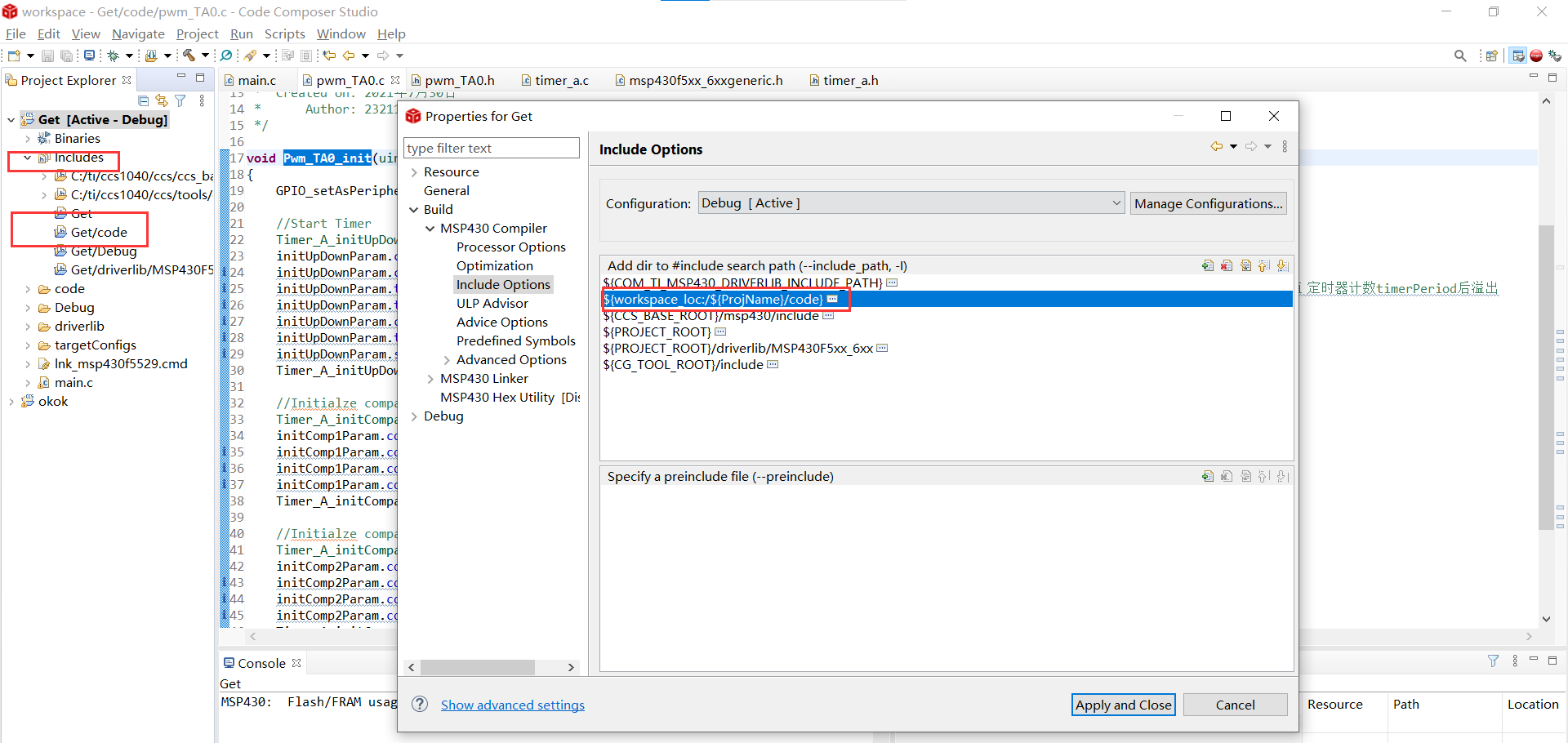 CCS header file added The folder created by myself cannot find the header file and source file ...