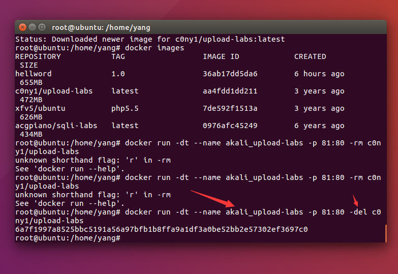 使用docker搭建sqli-lab环境以及upload-labs环境，操作步骤配截图。_docker run -dt --name upload -p 8081:80 --rm c0ny1 ...