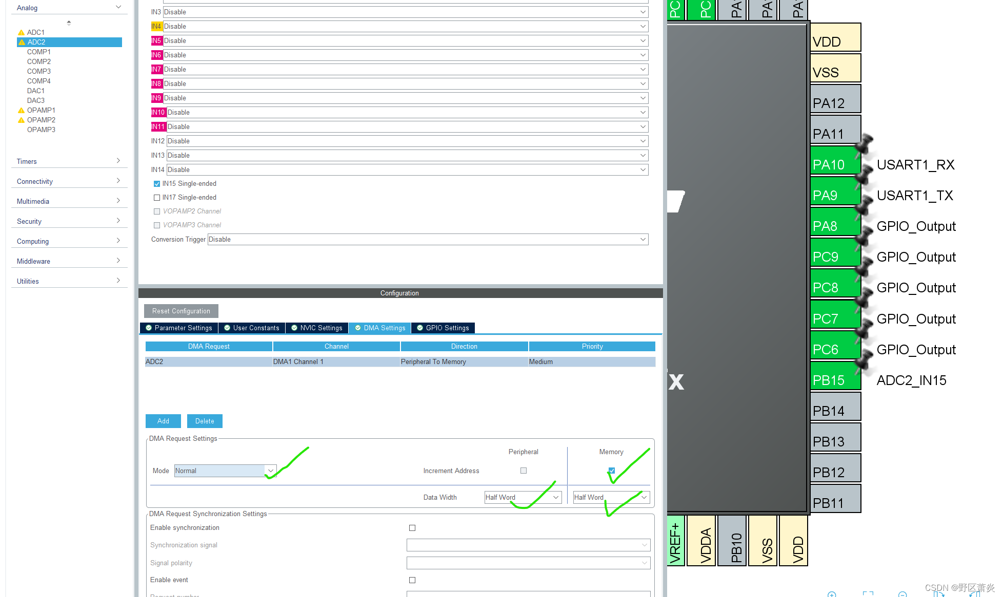 STM32G431轮询ADC+DMA实验总汇_stm32g431 adc-CSDN博客