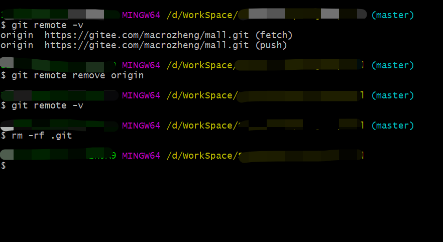 删除原仓库git地址以及清除原项目的git版本信息_删除项目git信息-CSDN博客