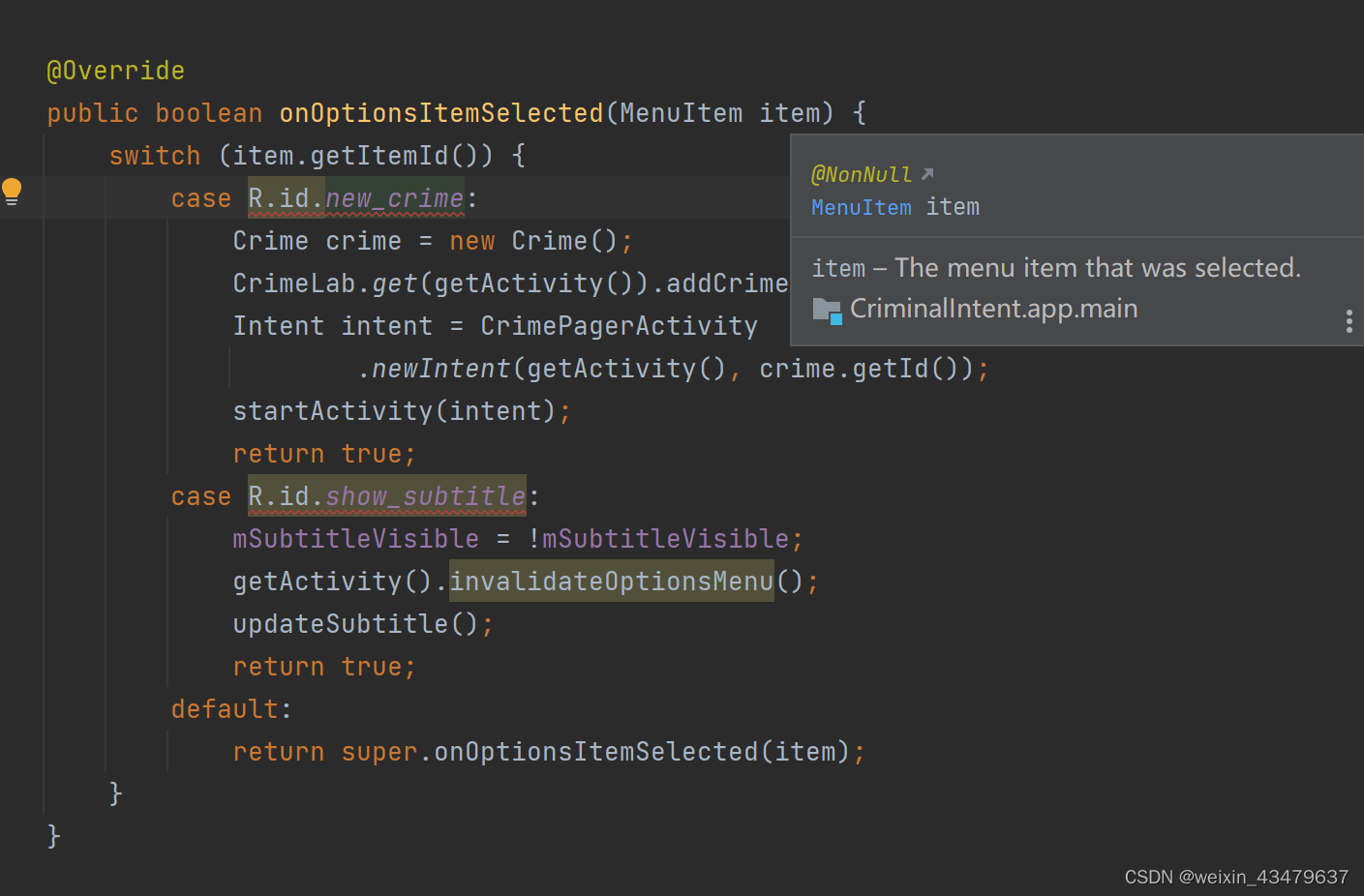 android创建menu时选择item时报错：Constant expression required_android constant expression required-CSDN博客