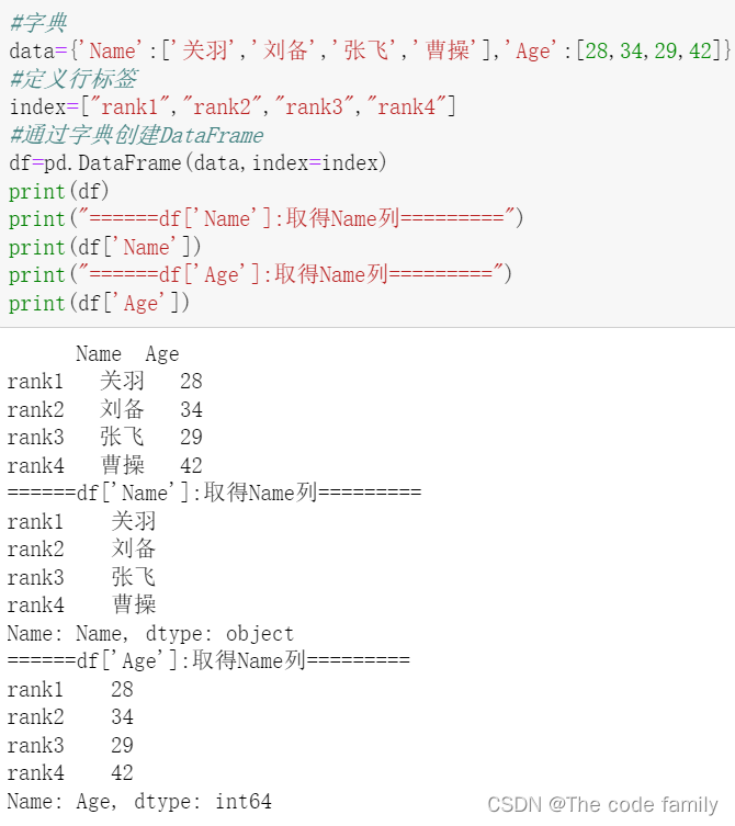 Pandas中创建dataframe对象以及相关的列操作，行操作pddataframe只设置列表 Csdn博客 