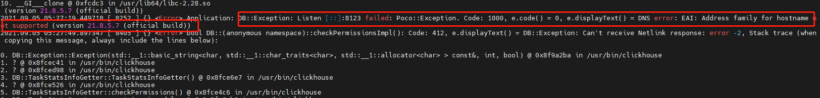 clickhouse-client连接报错_listen [::]:8123 failed: poco::exception. code: 10-CSDN博客
