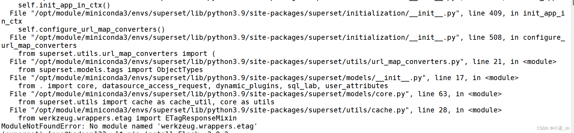 大数据项目superset可视化初始化数据库报错:modulenotfounderrormodulenotfounderror No Module Named Supersetcli