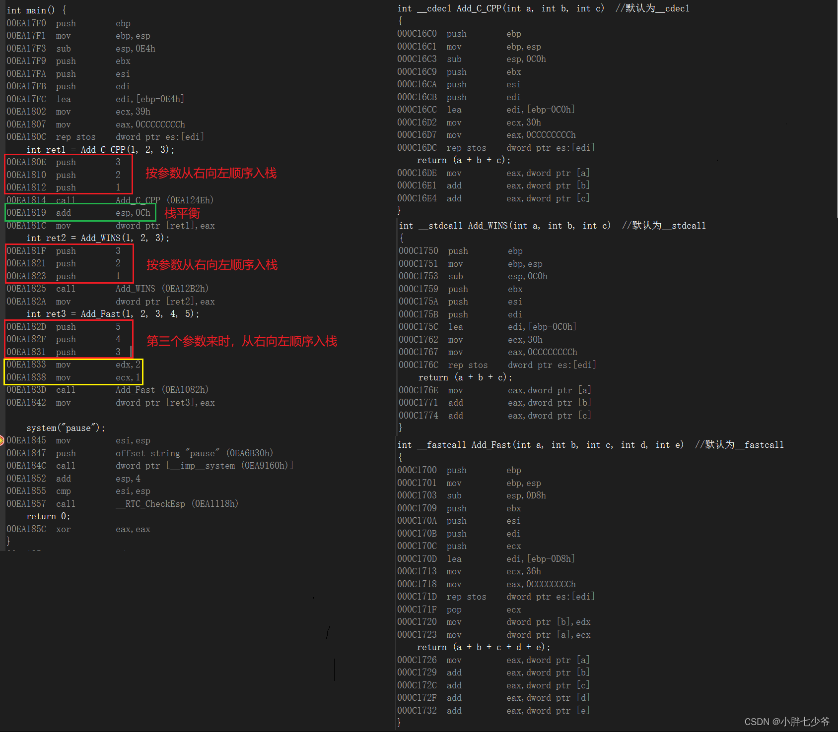函数调用的几种方式:__cdecl、__stdcall、__fastcall、__thiscall、__clrcall ...