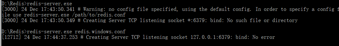 Warning: no config file specified, using the default config. In order to specify a config file ...