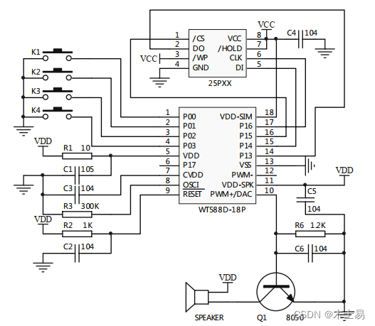 WT588D 语音芯片及模块应用电路_wt588d语音模块 csdn-CSDN博客