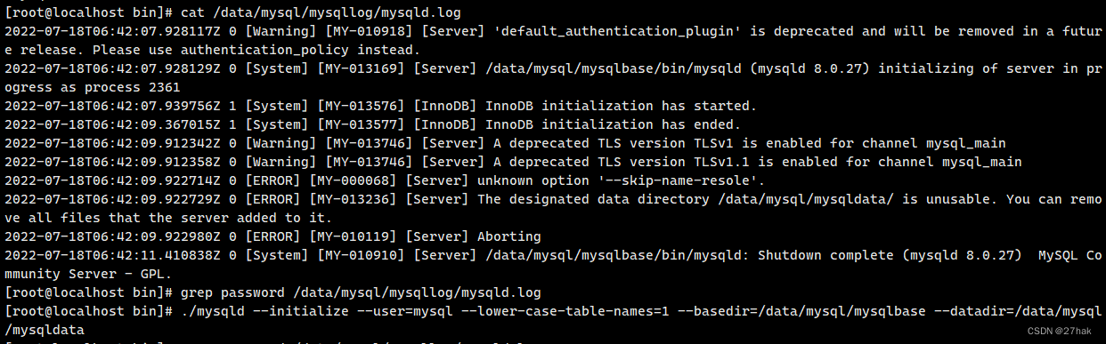 记一次mysql启动的报错：Usage: mysqld {start|stop|restart|reload|force-reload|status} [ MySQL server ...