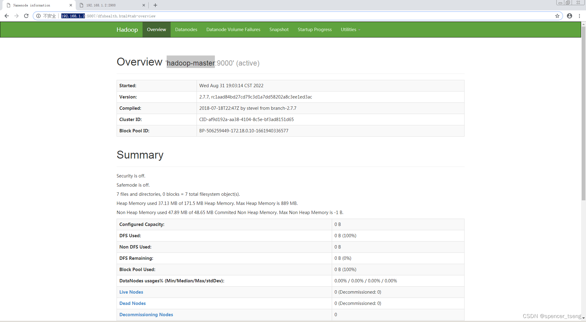 hadoop2.7.7 50070_192.168.128.130.8088-CSDN博客