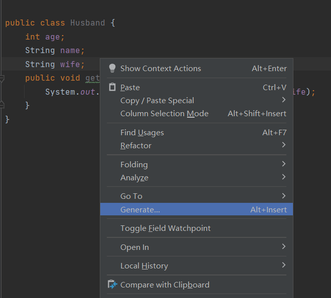 Java类中的get，set方法的快捷设置_java有没有快捷方法给所有属性set值-CSDN博客