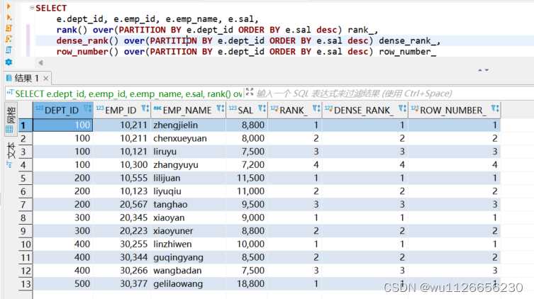 Oracle 高级函数学习——窗口函数oracle 窗口函数 Csdn博客