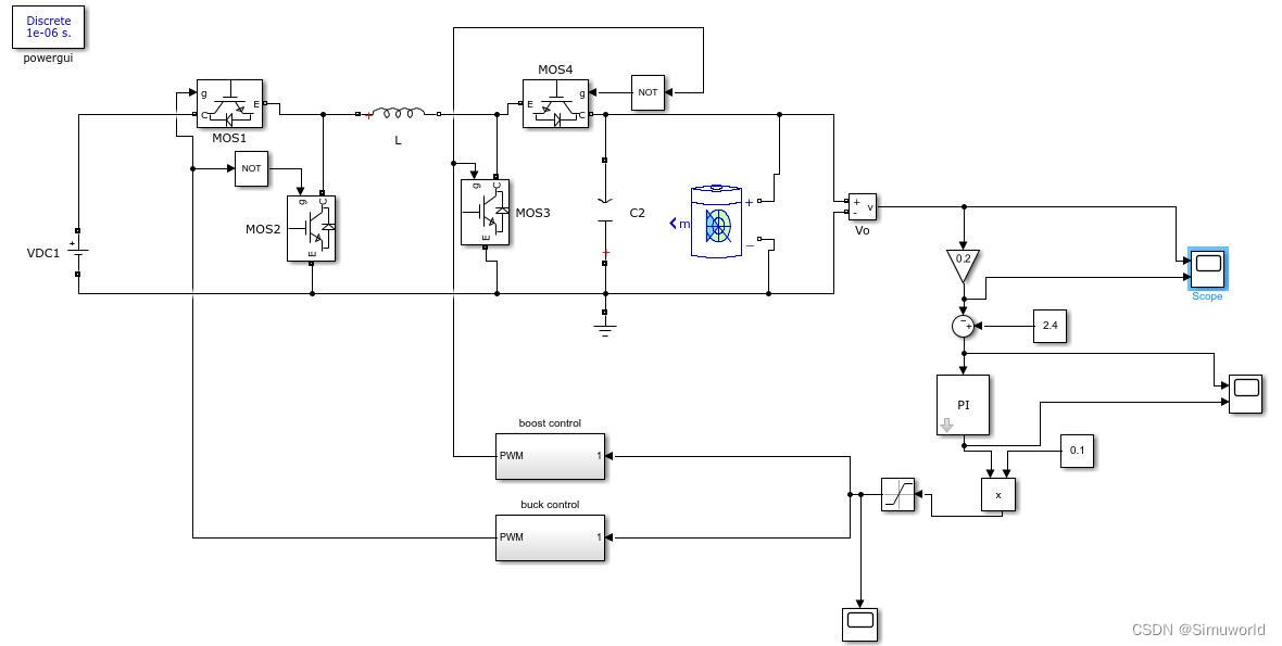 基于simulink的电池充放电控制系统仿真，包括PI、boost以及buck控制器_Simulink建模案例-CSDN专栏