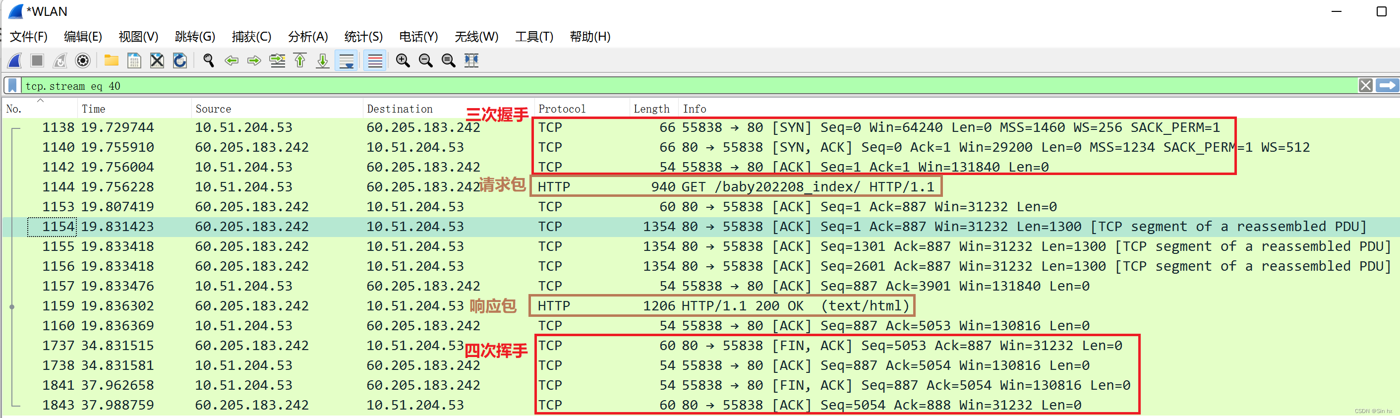 Tcp三次握手四次挥手及请求、响应wireshark抓包分析报文里怎么看tcp3次握手 Csdn博客