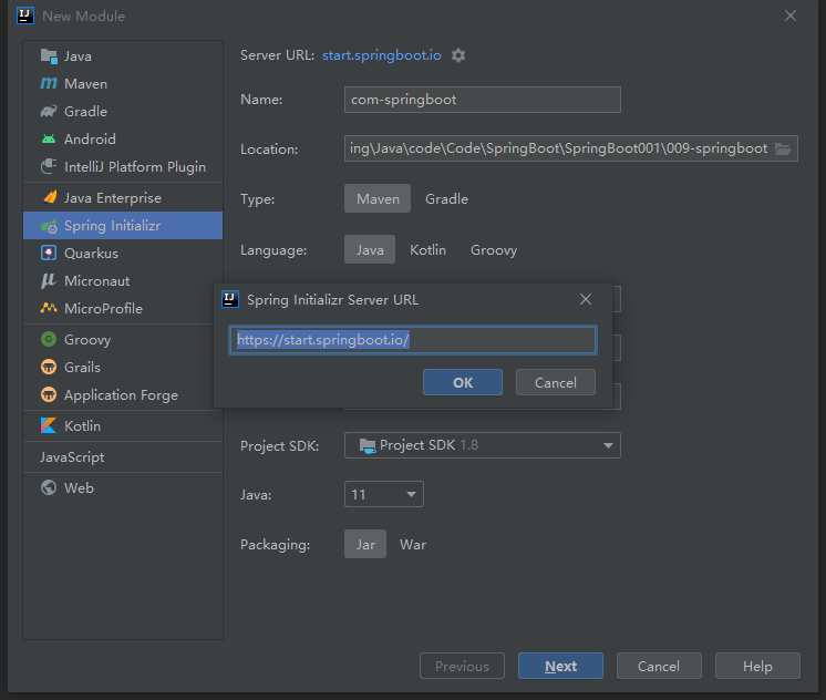 Springboot engineering error error: cannot download 'https://start.spring.io/starter.zip?type ...