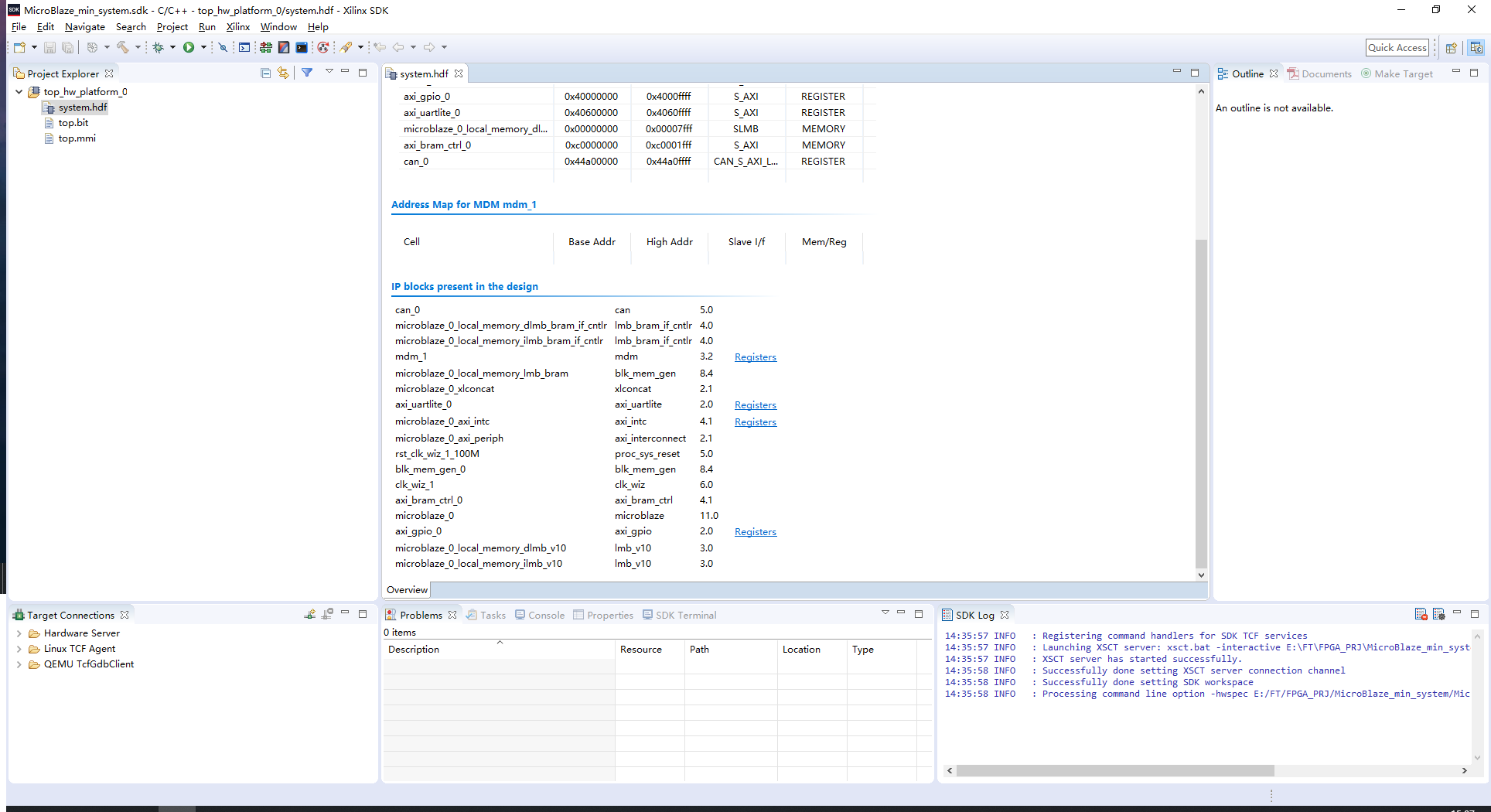 MicroBlaze minimum system + UART / CAN / GPIO (PS side Hello World) - Programmer Sought
