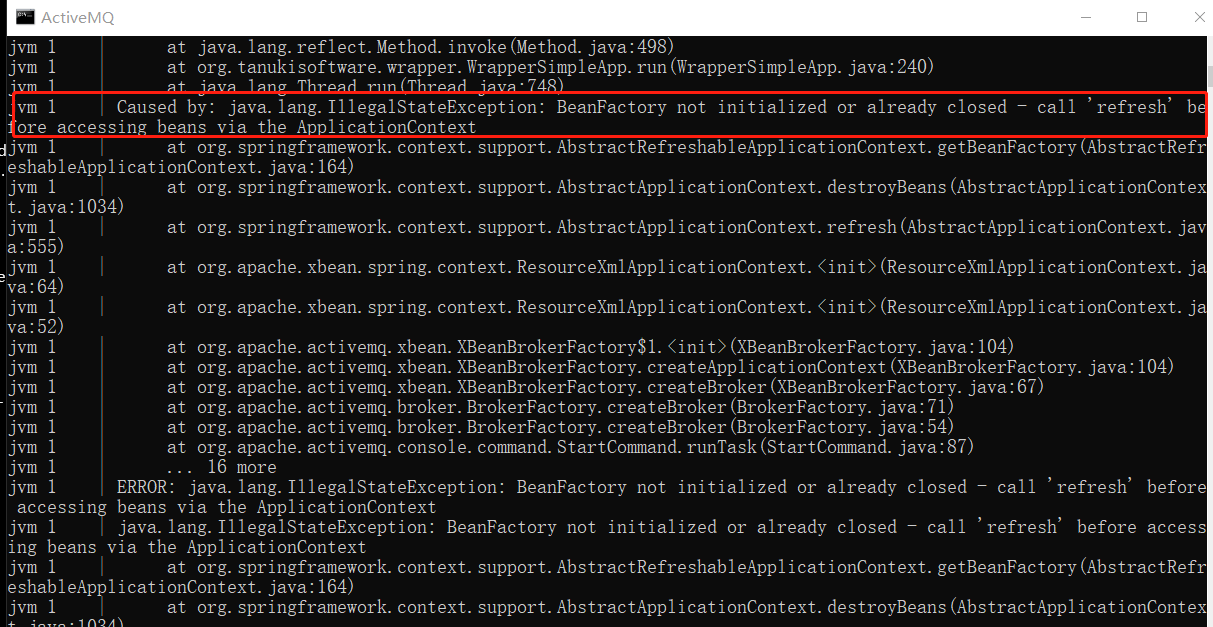 win10安装ActiveMQ报错_caused by: java.lang.illegalstateexception: beanfa-CSDN博客