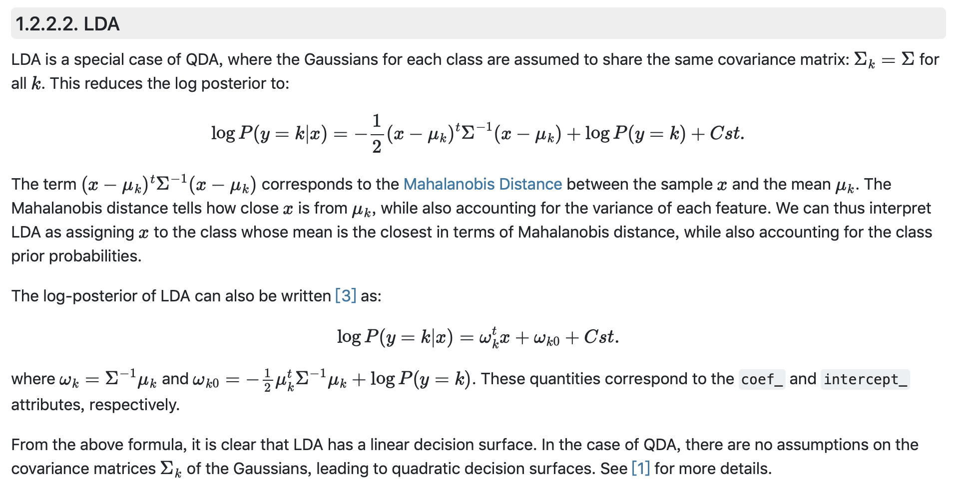 1.2. Linear and Quadratic Discriminant Analysis（线性判别和二次判别分析）（一 ...