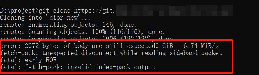 git拉取代码的时候出现fatal: early EOFfatal: fetch-pack: invalid index-pack output-CSDN博客