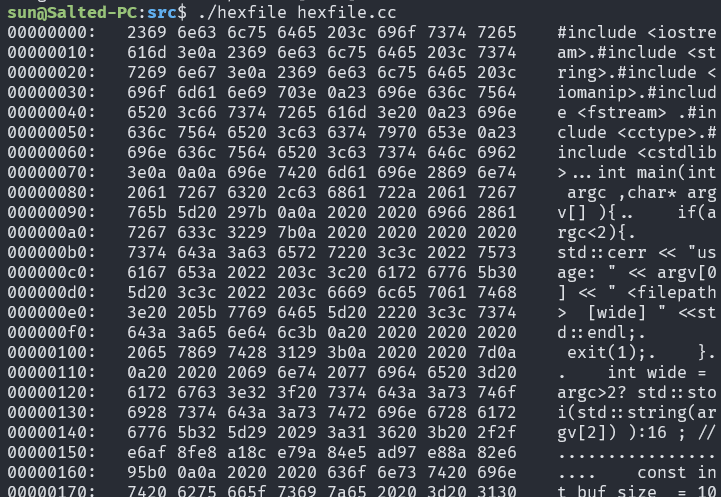[C ++] hexadecimal display file content - Programmer Sought