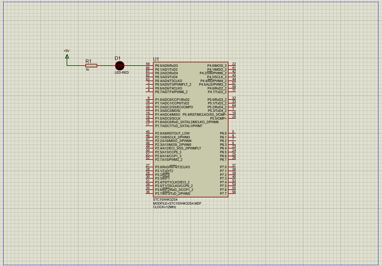 基于STC15W4K32S4单片机仿真《点亮1个LED》_仿真stc15w4k32s4正常工作的接线图-CSDN博客