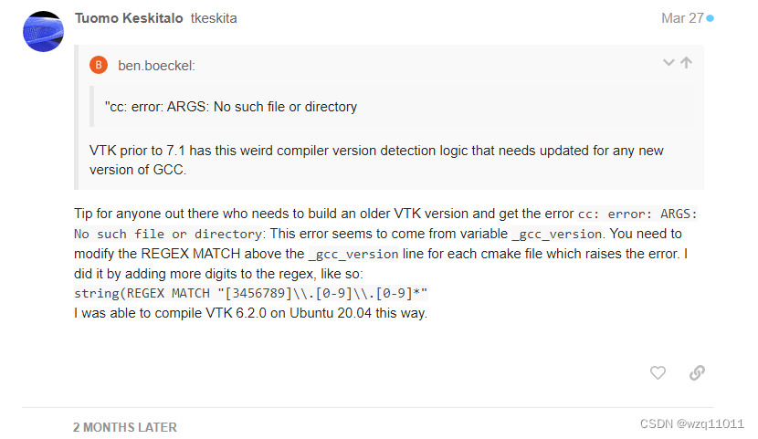 ubuntu18.04 编译 vtk6.3.0报错：“cc: error: ARGS: No such file or directory_cc: error: args: 没有那个文件或目录 ...