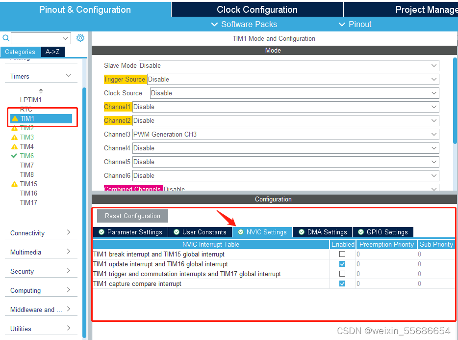 Stm32 Hal库配置 Nvic Settings 作用tim1 Break Interrupt Csdn博客