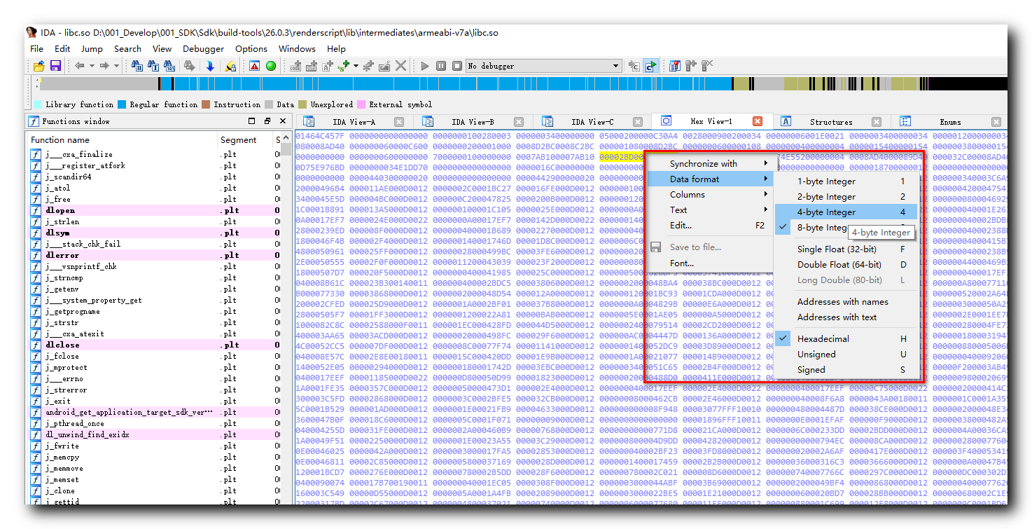 【Android 逆向】IDA 工具使用 ( 同步指定的 IDA View 视图 | Hex View 数据格式 | 过滤设置 )_ida view-a-CSDN博客